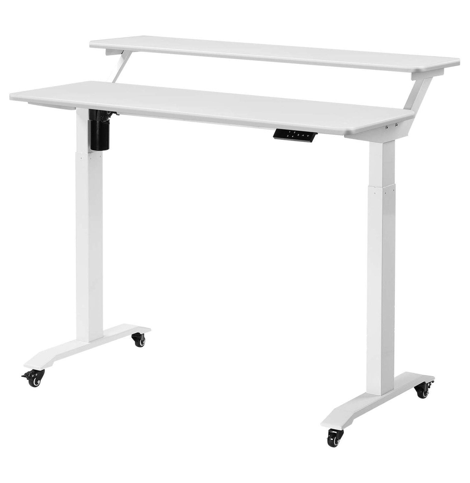Echoworld - 2 Tier Electric Height Adjustable Standing Desk with Wheels ...