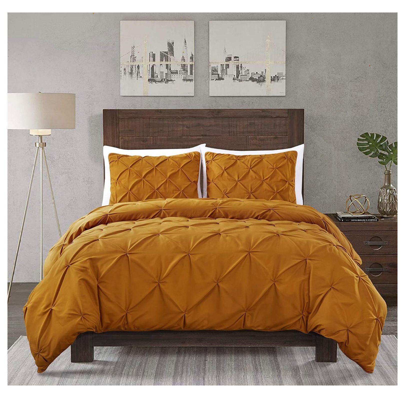 Echoworld Berlin 3-Piece Pintuck Pinch Pleat Bedding Comforter Set ...