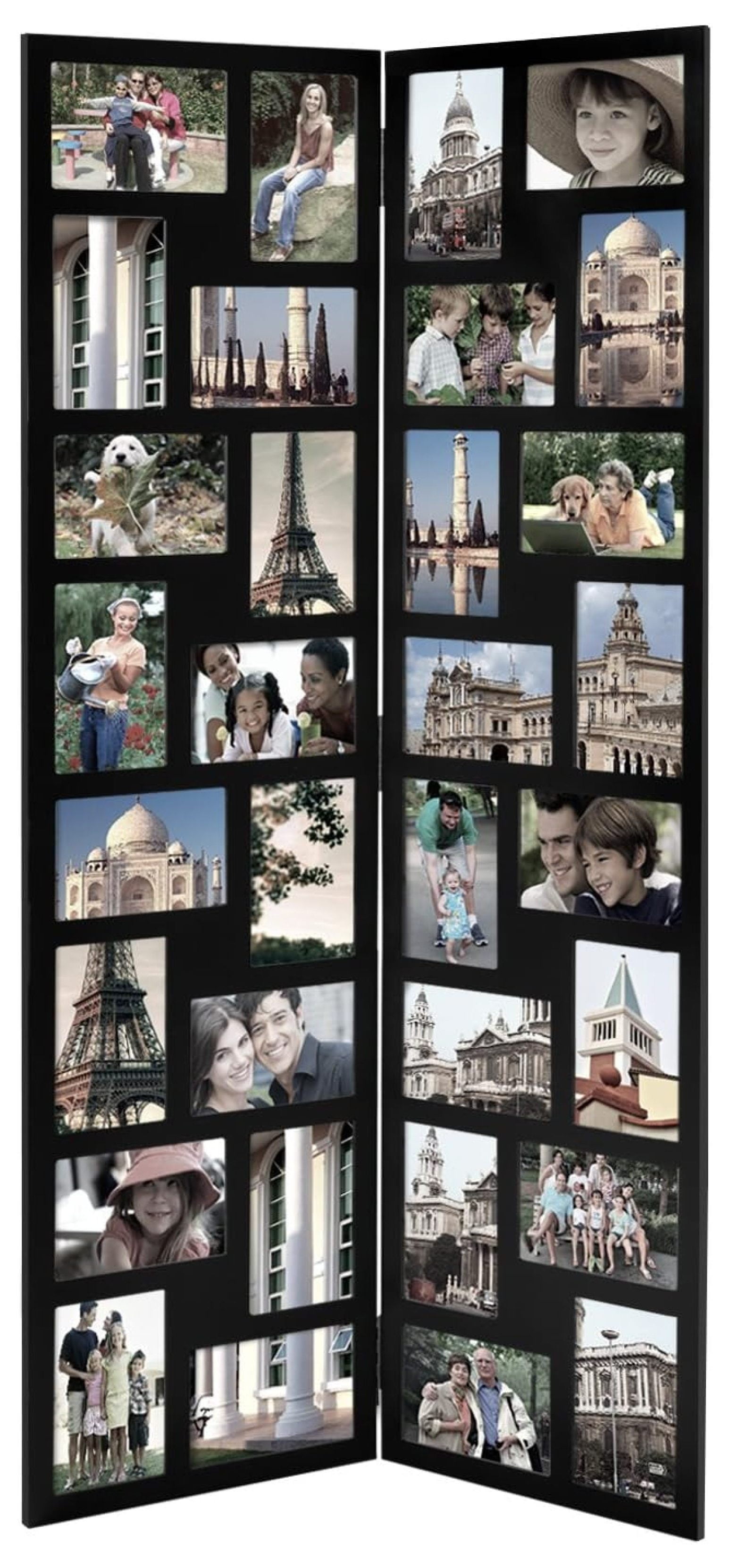 Echoworld Decorative 32 Openings 4 by 6 Inch Black Wood Hinged Folding ...