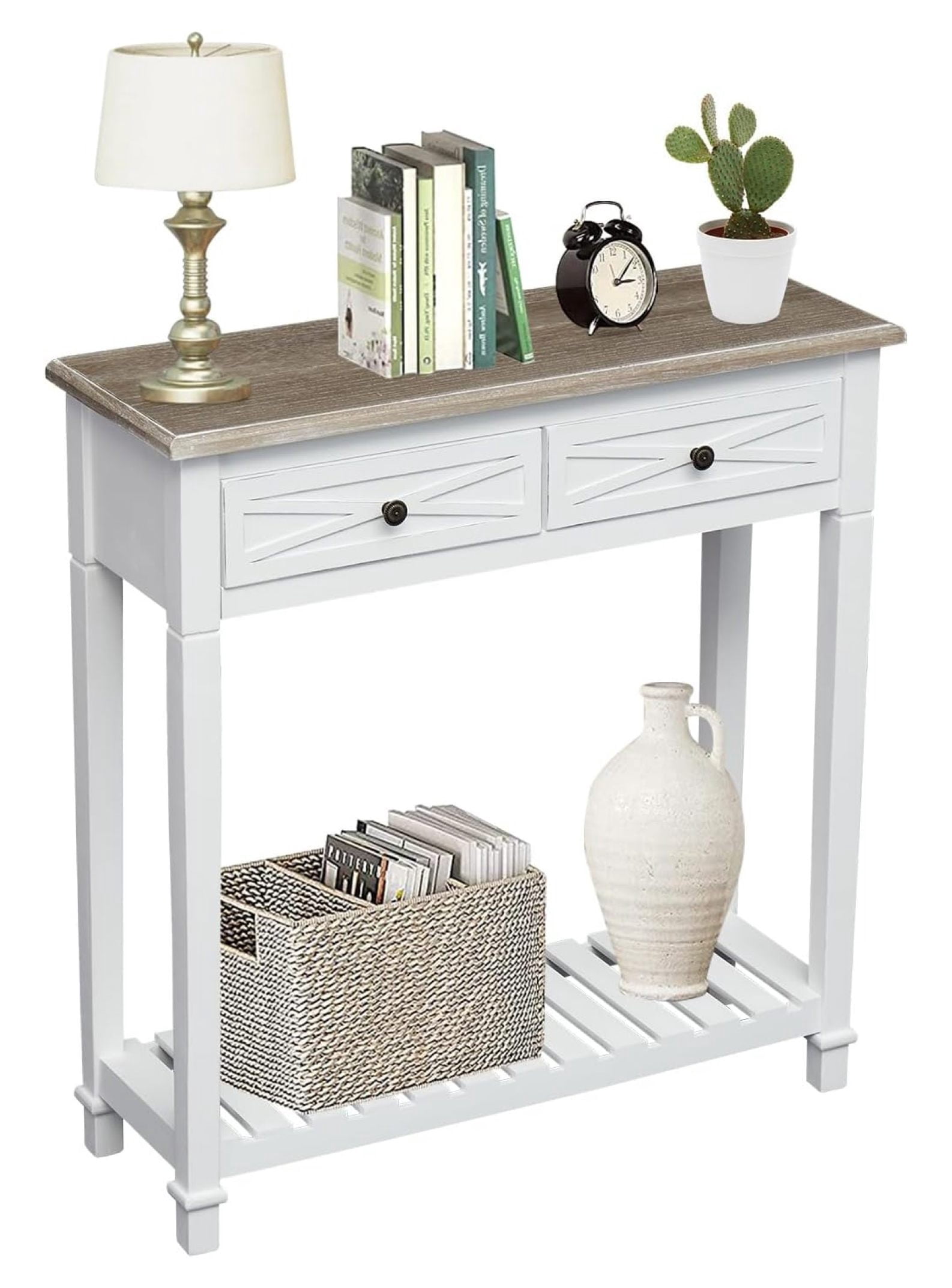 Echoworld Entryway Table - White Console Table with 2 Drawers, Narrow ...