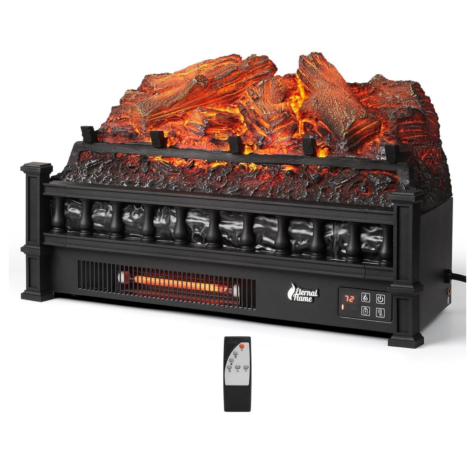 Echoworld Eternal Flame Infrared Electric Fireplace Logs, 23" Infrared Quartz, Control Fireplace ...