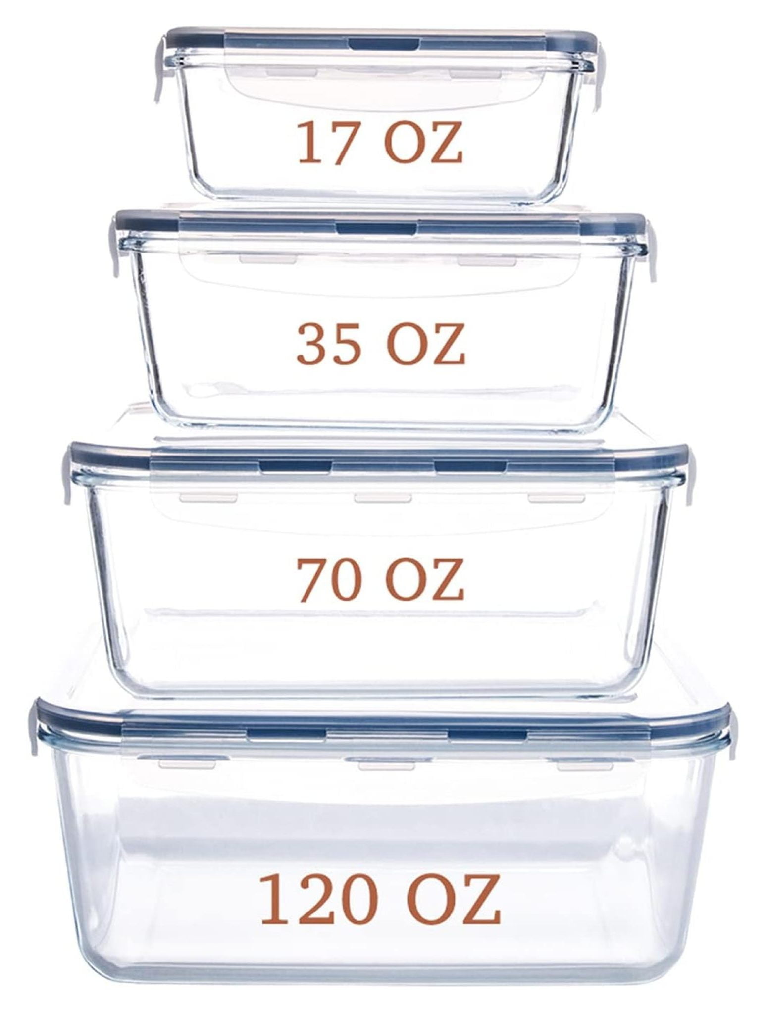 Echoworld Extra Large Glass Food Storage Containers with Lids, Set-8 ...