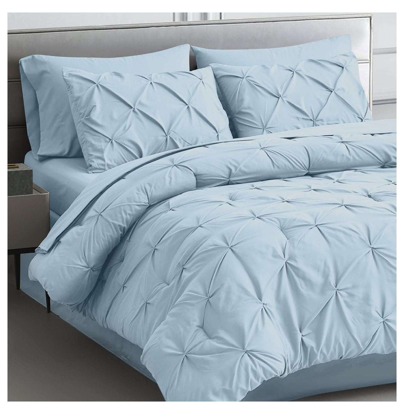 Echoworld Full Comforter Set - 7 Pieces Pintuck Bed in A Bag Full ...