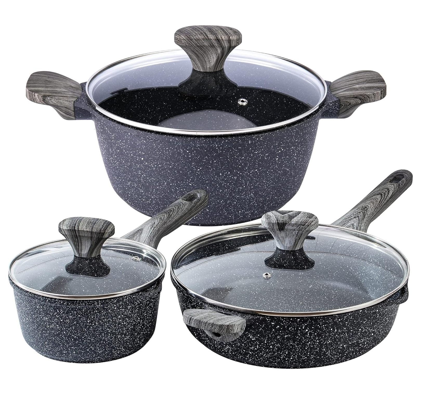 Echoworld Nonstick Cookware Sets - 6 Piece Nonstick Cast Aluminum Pots ...