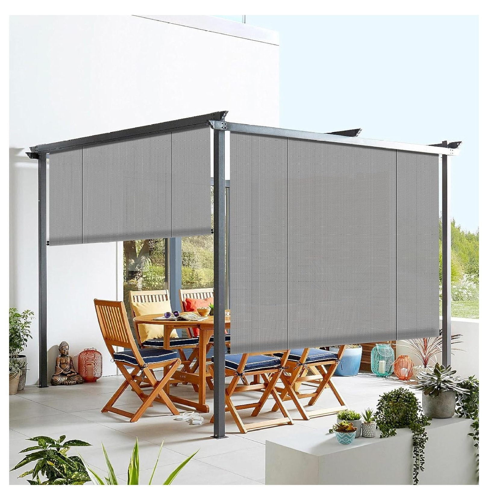 Echoworld Outdoor Shade Blinds Patio Roll Up Blackout Shades Exterior ...