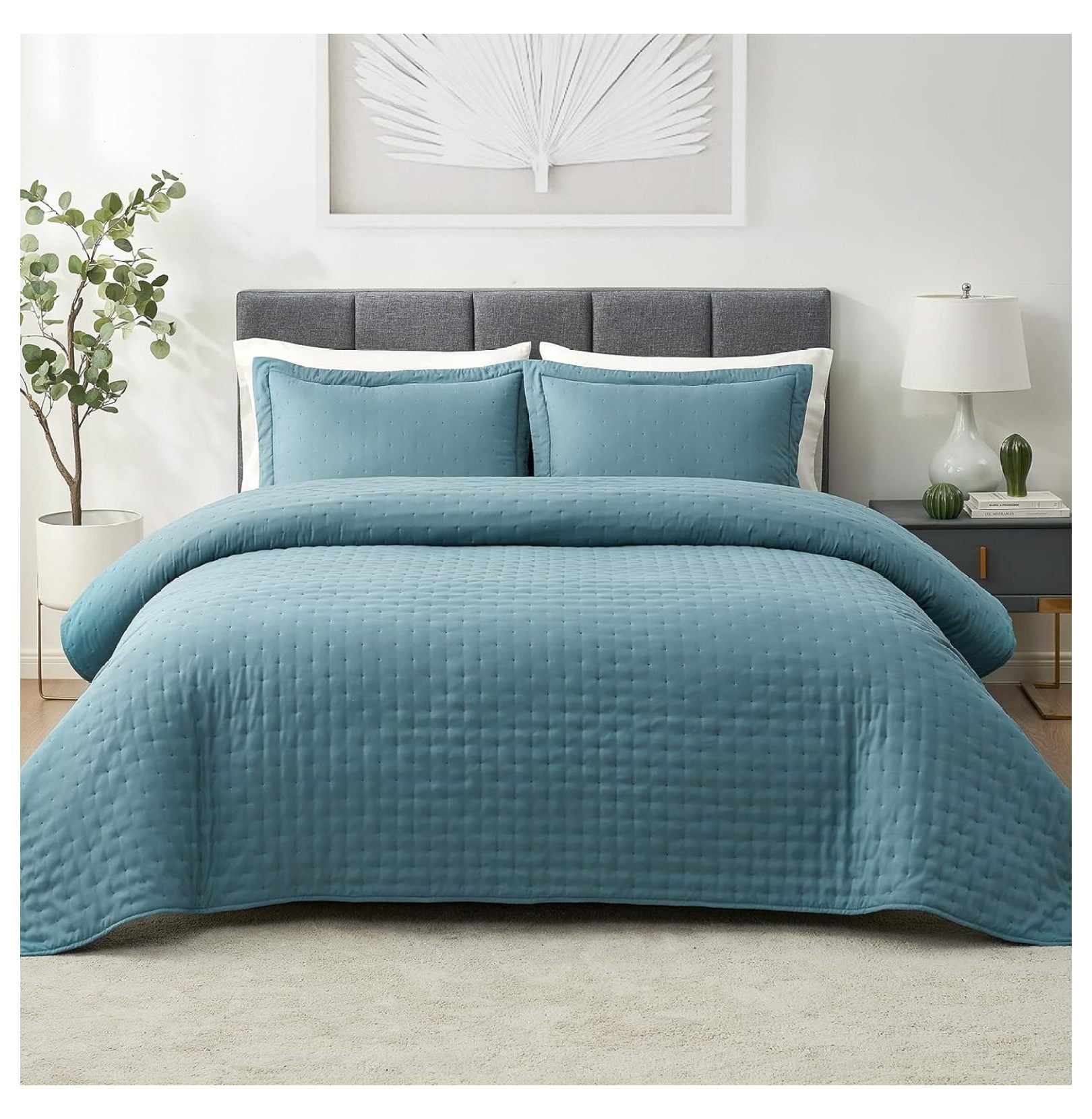 Echoworld Quilt Set Ultrasonic Lightweight Bed Decor Coverlet Set ...