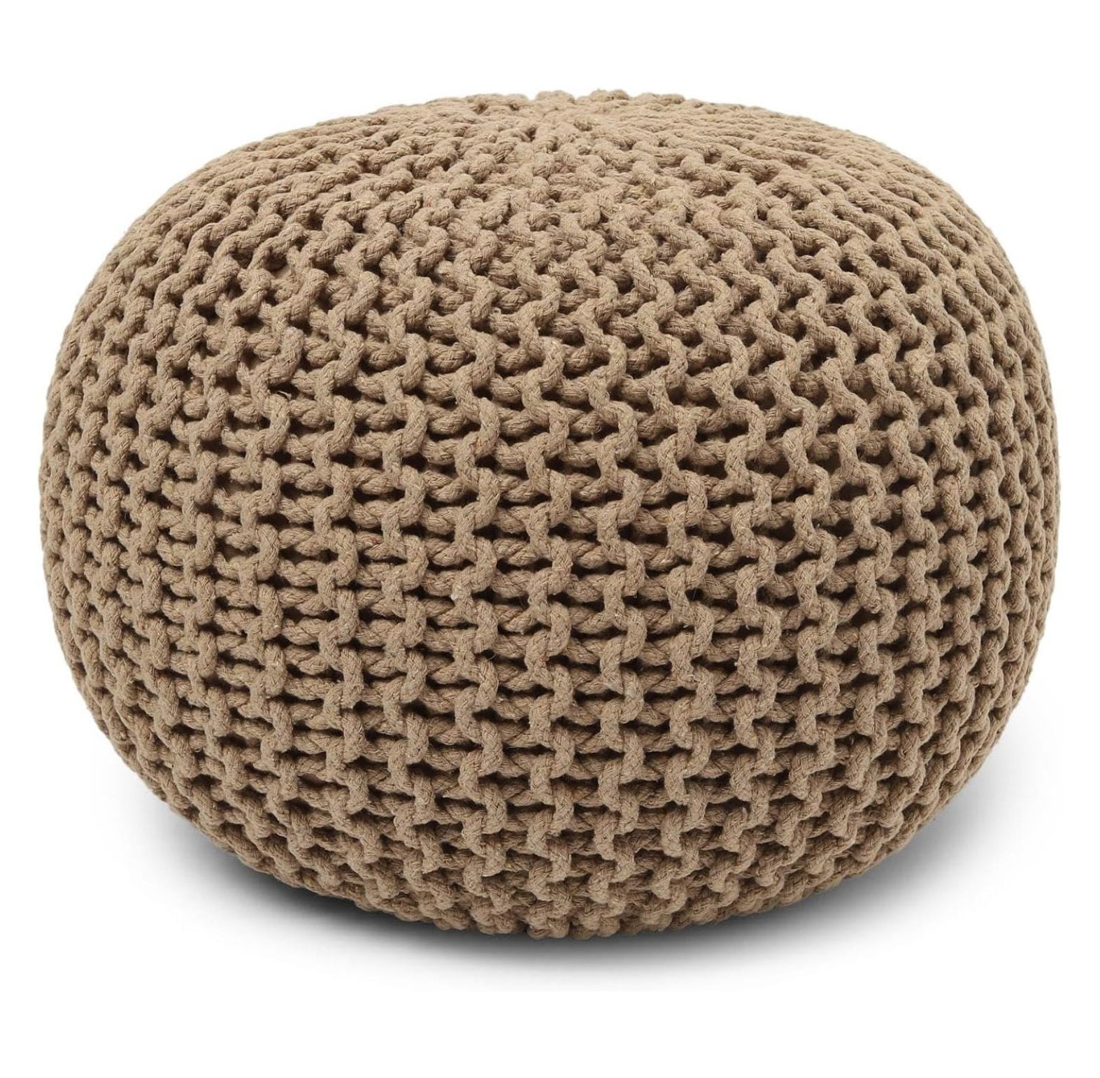 Echoworld Round Pouf Ottoman - Hand Knitted Cable Boho Poof Home Décor ...