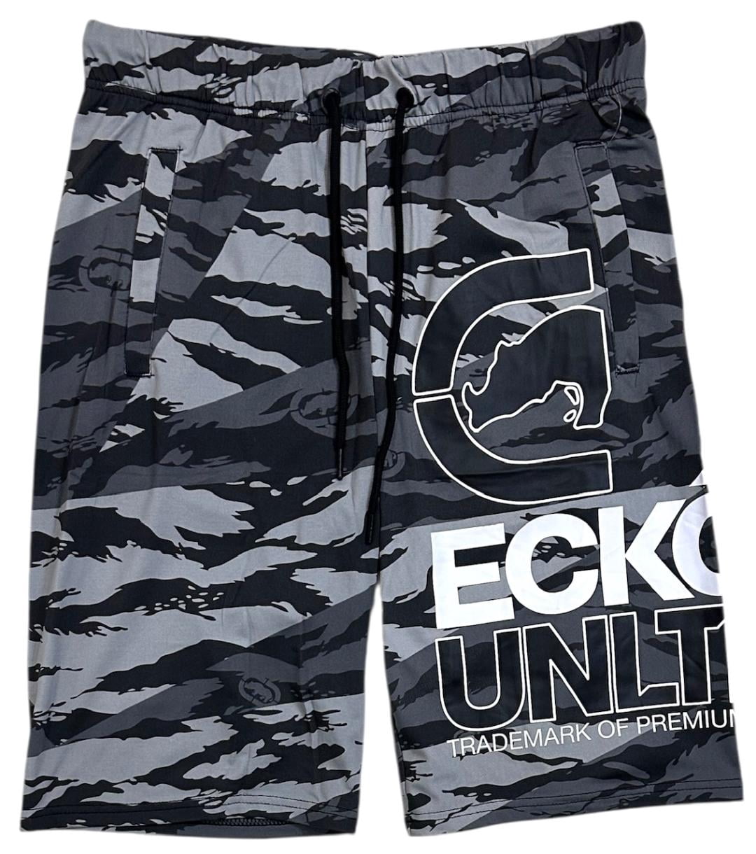 Ecko Unltd Men's Black Turbo Tiger Camo Activewear Shorts (Large, Black ...