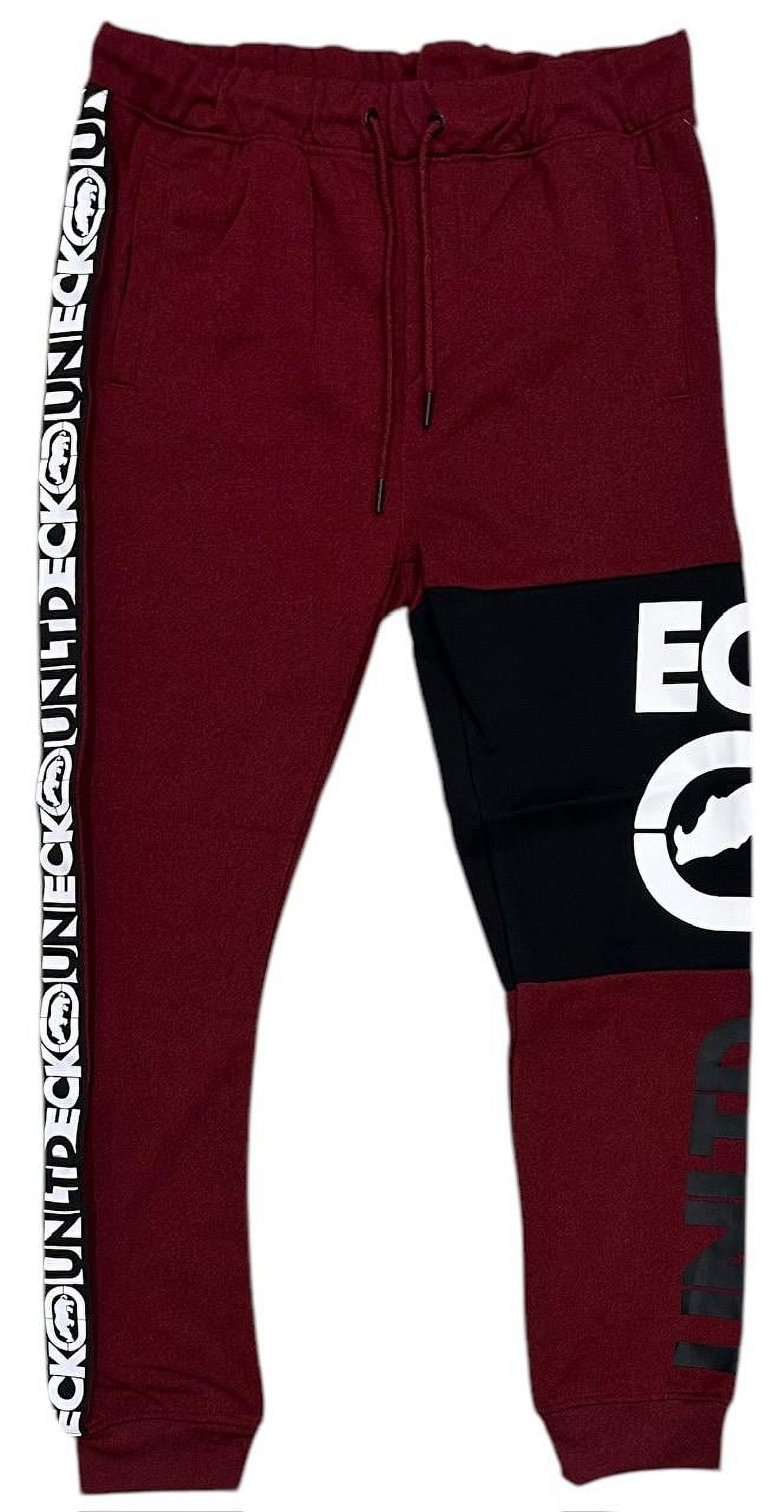 Ecko Unltd Men's Colorblock Puff Print Red Marled Fleece Jogger ...