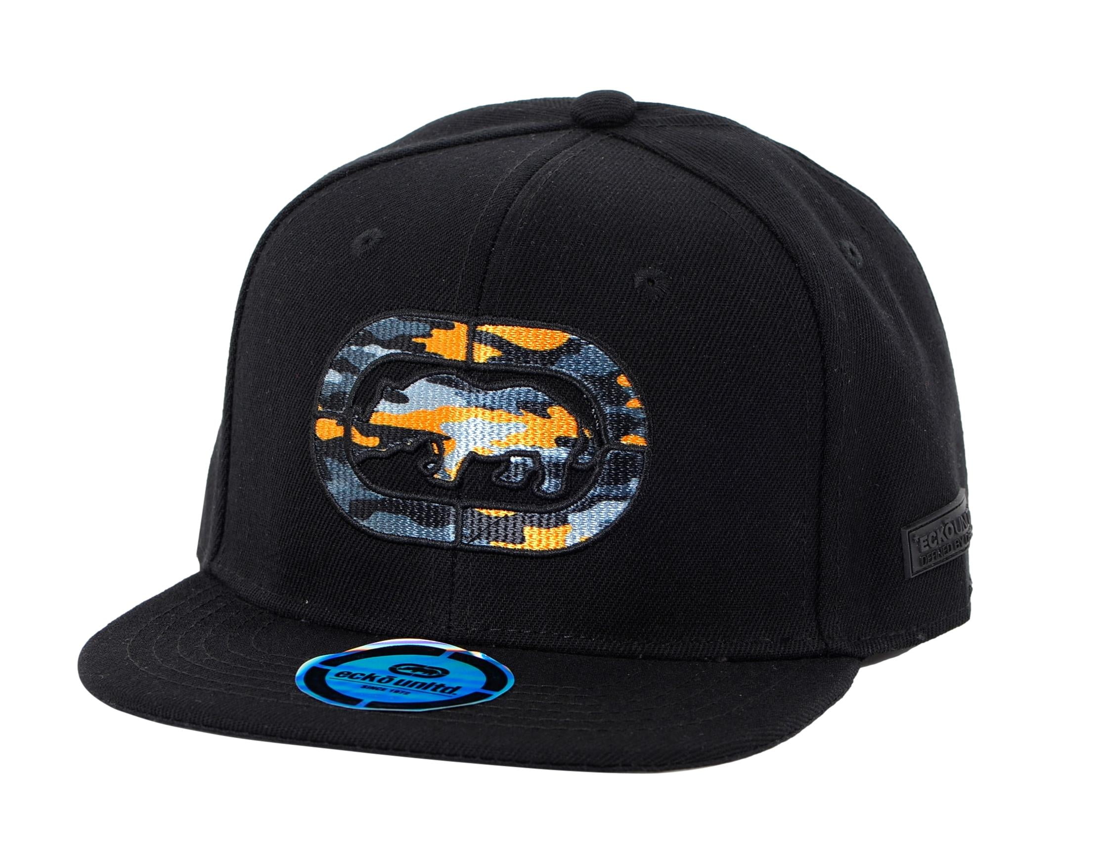 Ecko Unltd Men's Flat Bill Adjustable Snap Back Baseball Hat Black ...