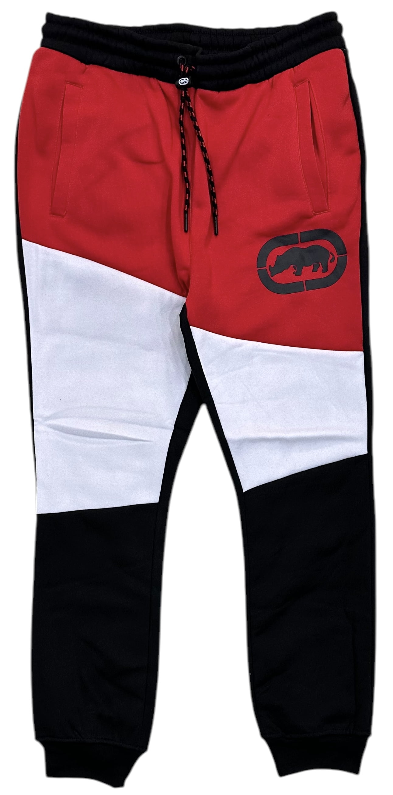 Ecko Unltd Men's Sweatpants Colorblock Red/Black/White Fleece Jogger ...