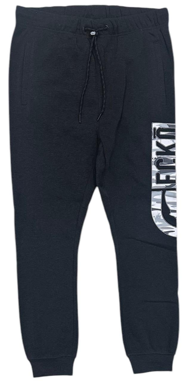 Ecko Unltd Men's Sweatpants Embroidered Camo Logo Charcoal Heather Fleece Jogger (XX-Large ...