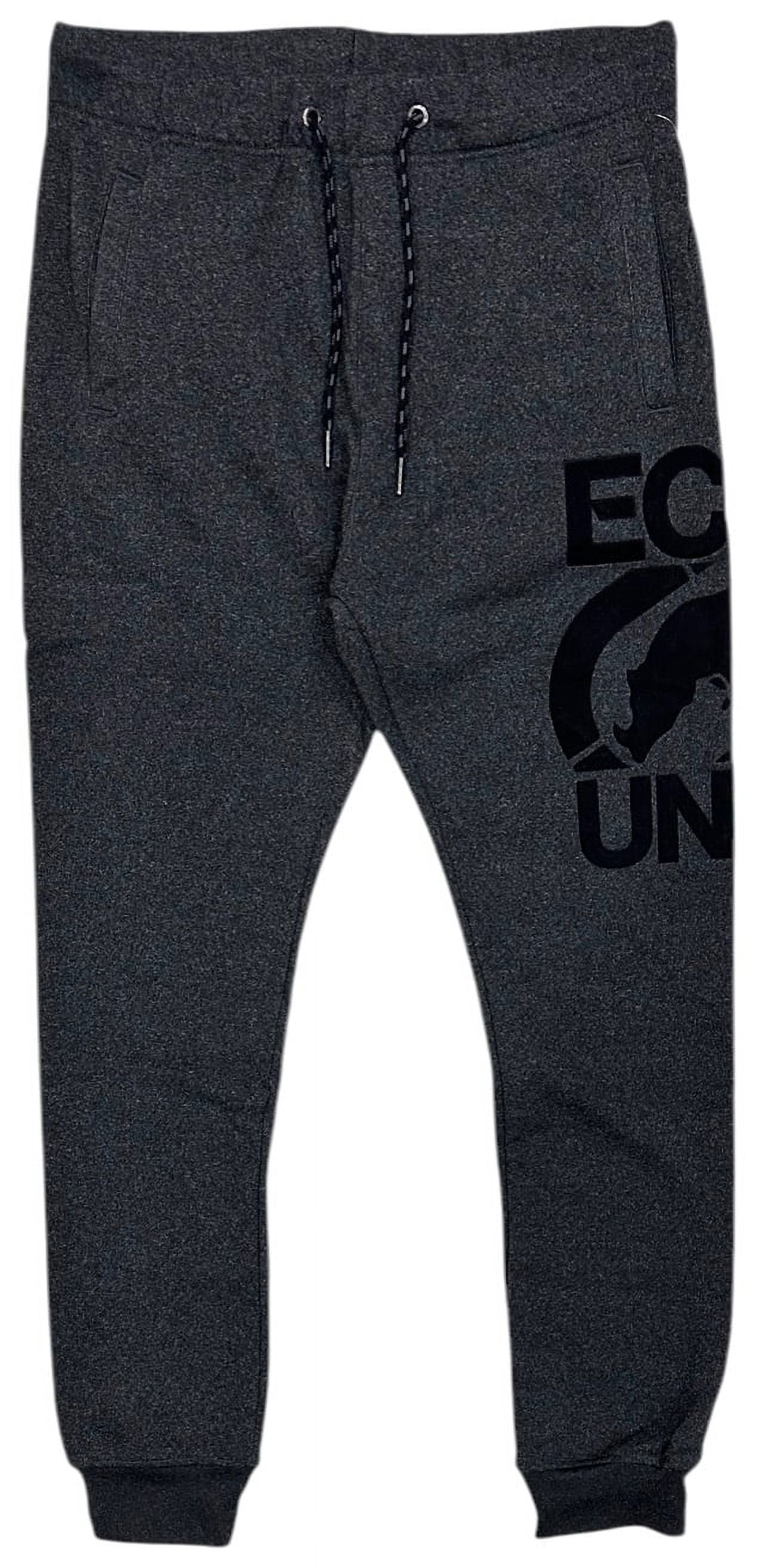 Ecko Unltd Men's Sweatpants Embroidered Red Felt Logo Black Fleece ...