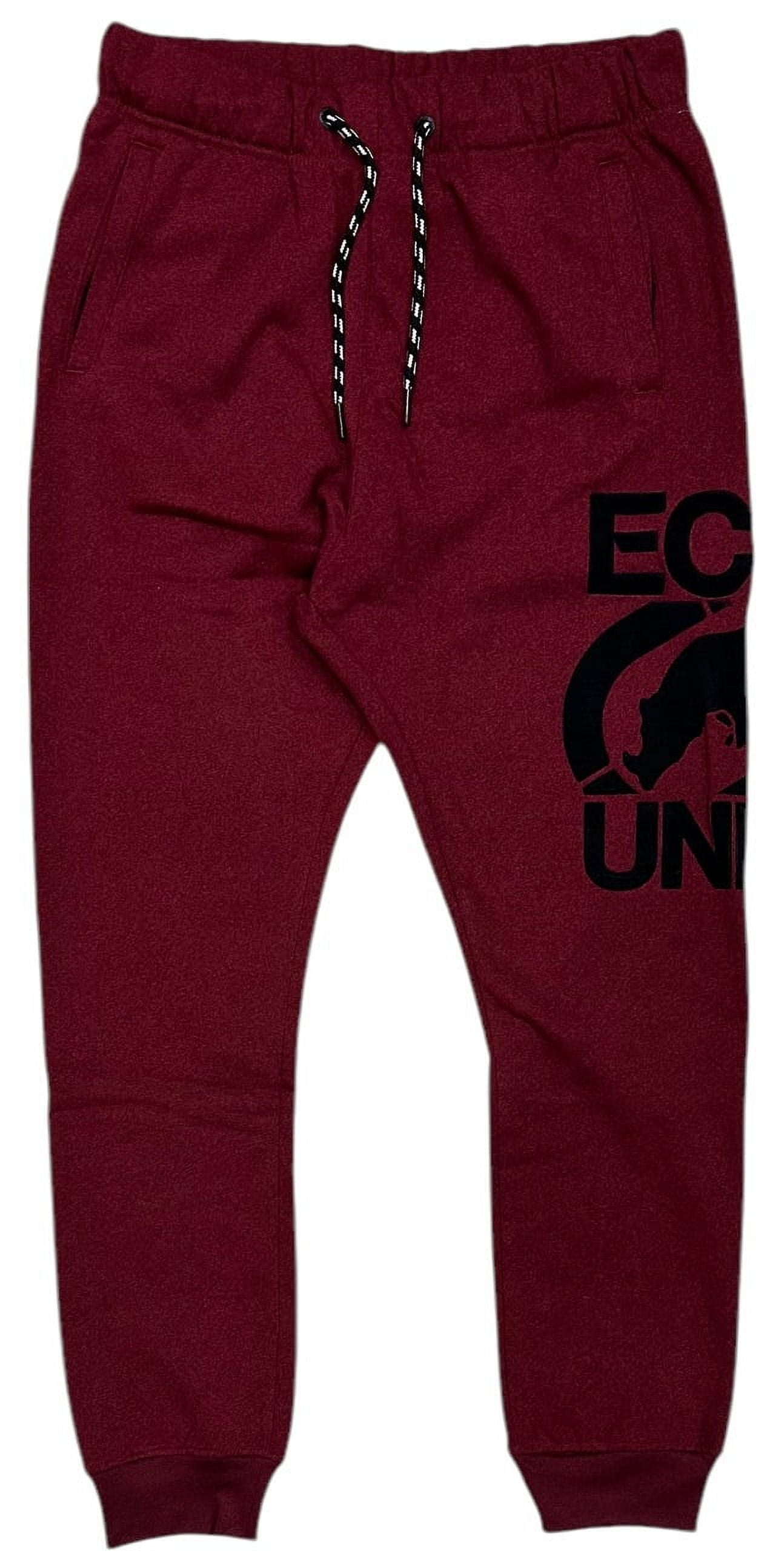 Ecko Unltd Men's Sweatpants Embroidered Red Felt Logo Black Fleece ...