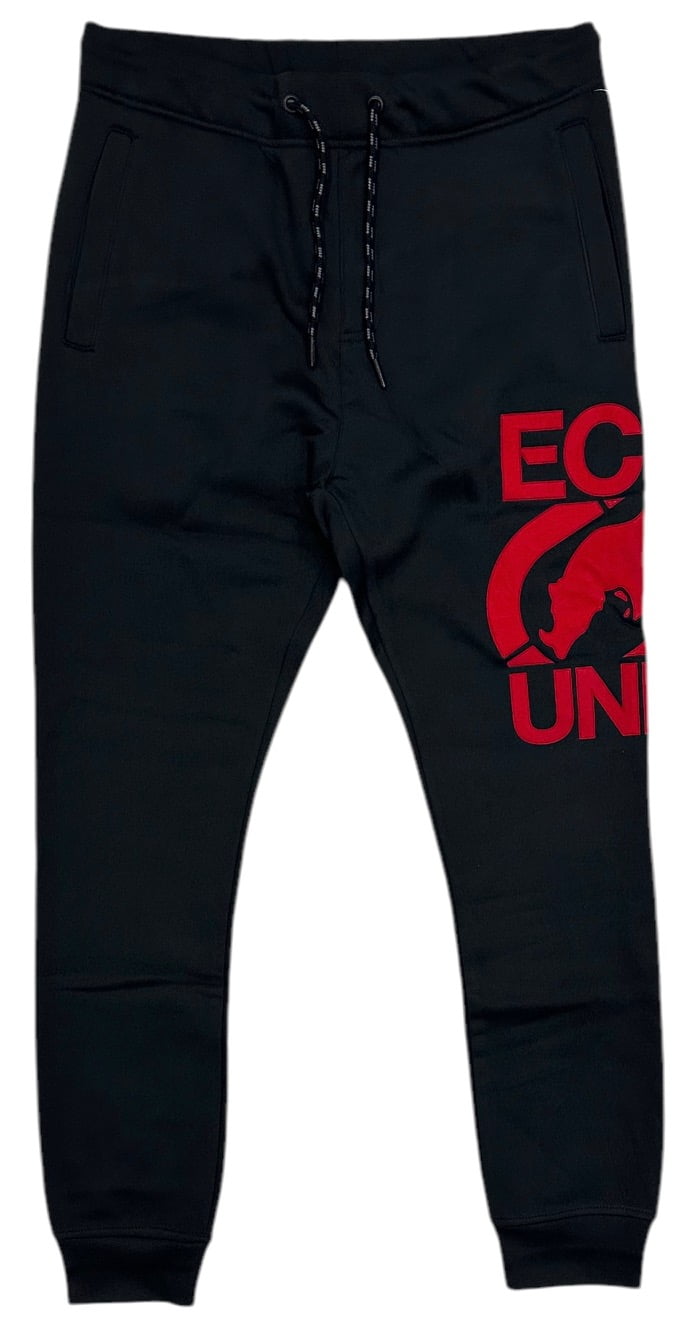 Ecko Unltd Men's Sweatpants Embroidered Red Felt Logo Black Fleece Jogger (Small, Black ...