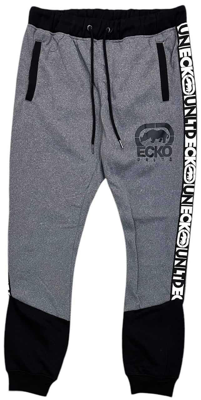 Ecko Unltd Men's Sweatpants Side Logo Tape Strip Marled Heather Fleece Jogger (Medium, Grey ...