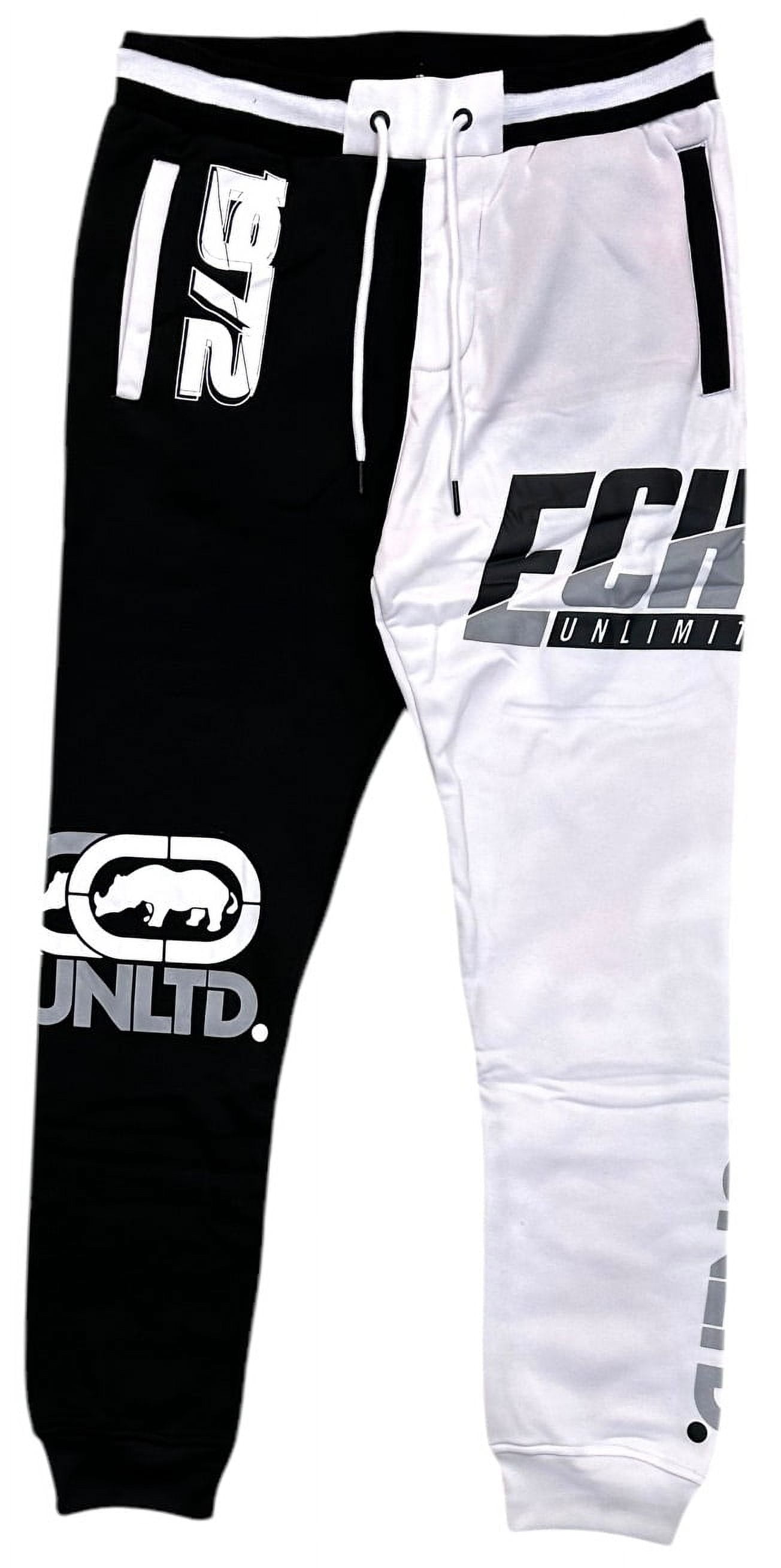 Ecko Unltd Men's Sweatpants Split Panel World Famous Fleece Jogger (Medium, Black/White ...
