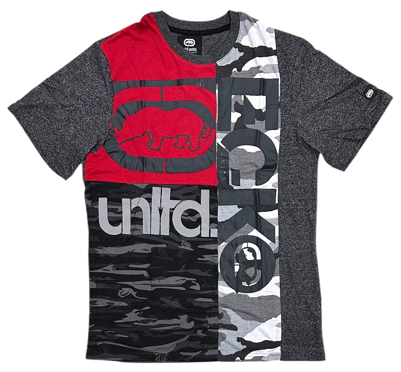 Ecko Unltd Men's T-Shirt Panel Stitched Colorblock Puff Print Camo ...