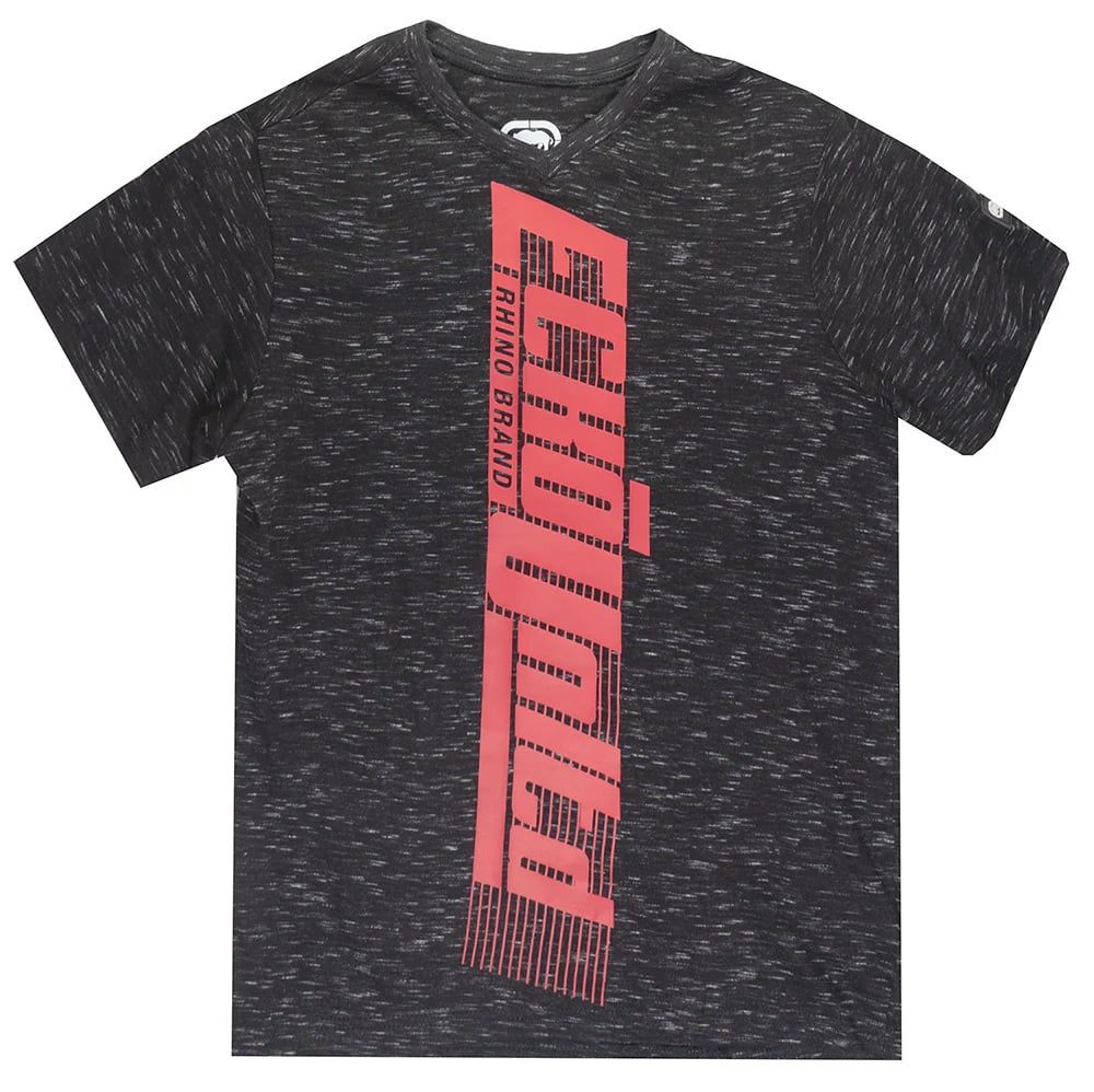 Ecko Unltd Men's V-Neck T-Shirt Puff Print Vertical Logo Short Sleeve Tee (Large, Black Space ...