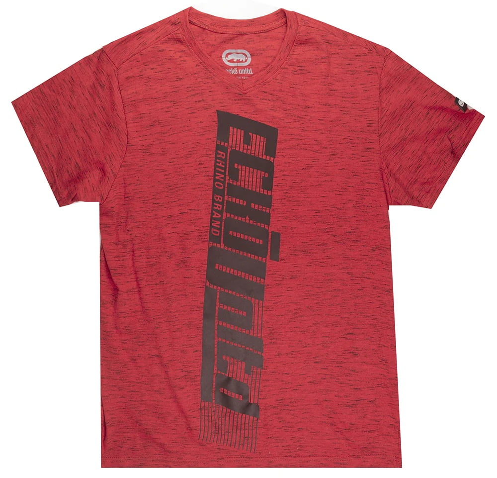 Ecko Unltd Men's V-Neck T-Shirt Puff Print Vertical Logo Short Sleeve ...