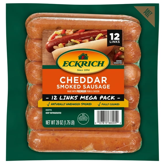 Eckrich Cheddar Link Smoked Sausage Mega Pack 28oz - Walmart.com
