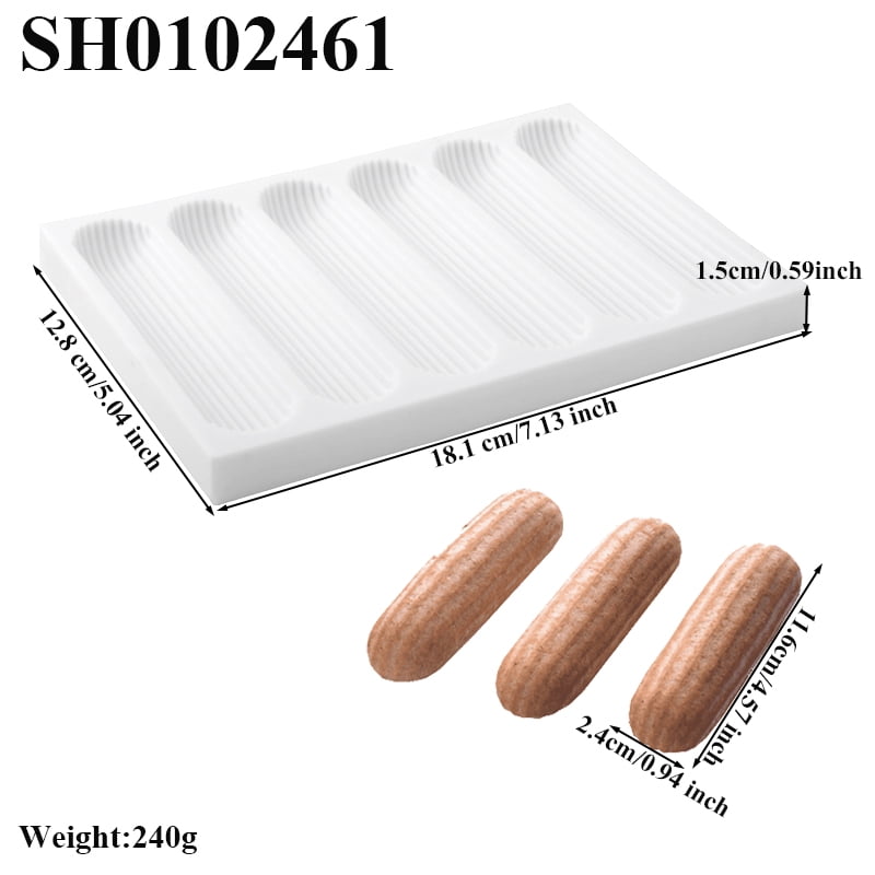 Eclair Dessert Baking Tools Chocolate Puff Silicone Mold Long Strip ...