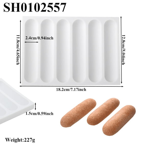 Eclair Dessert Baking Tools Chocolate Puff Silicone Mold Long Strip ...