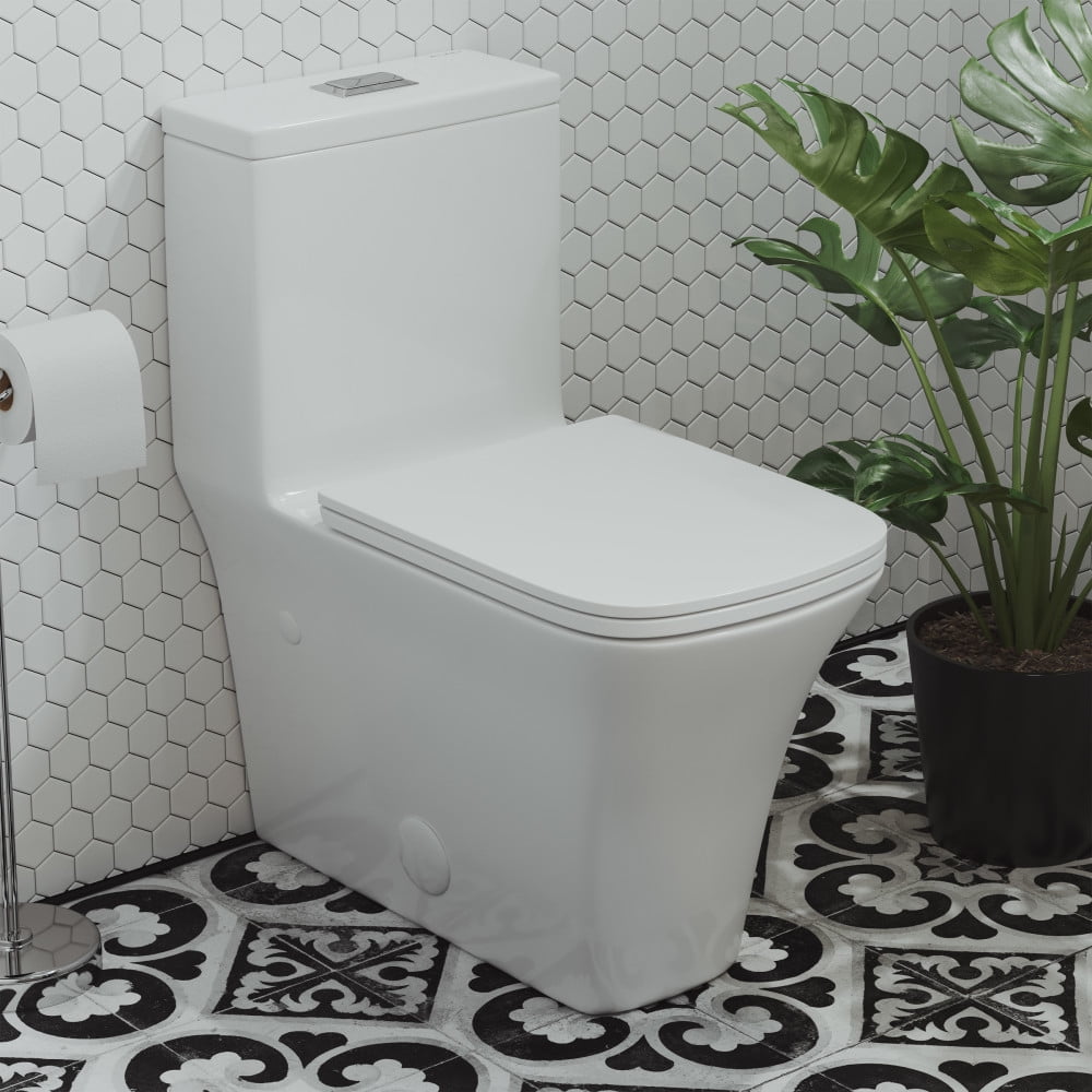 Eclair One-Piece Square Toilet Dual-Flush 0.8/1.28 gpf - Walmart.com