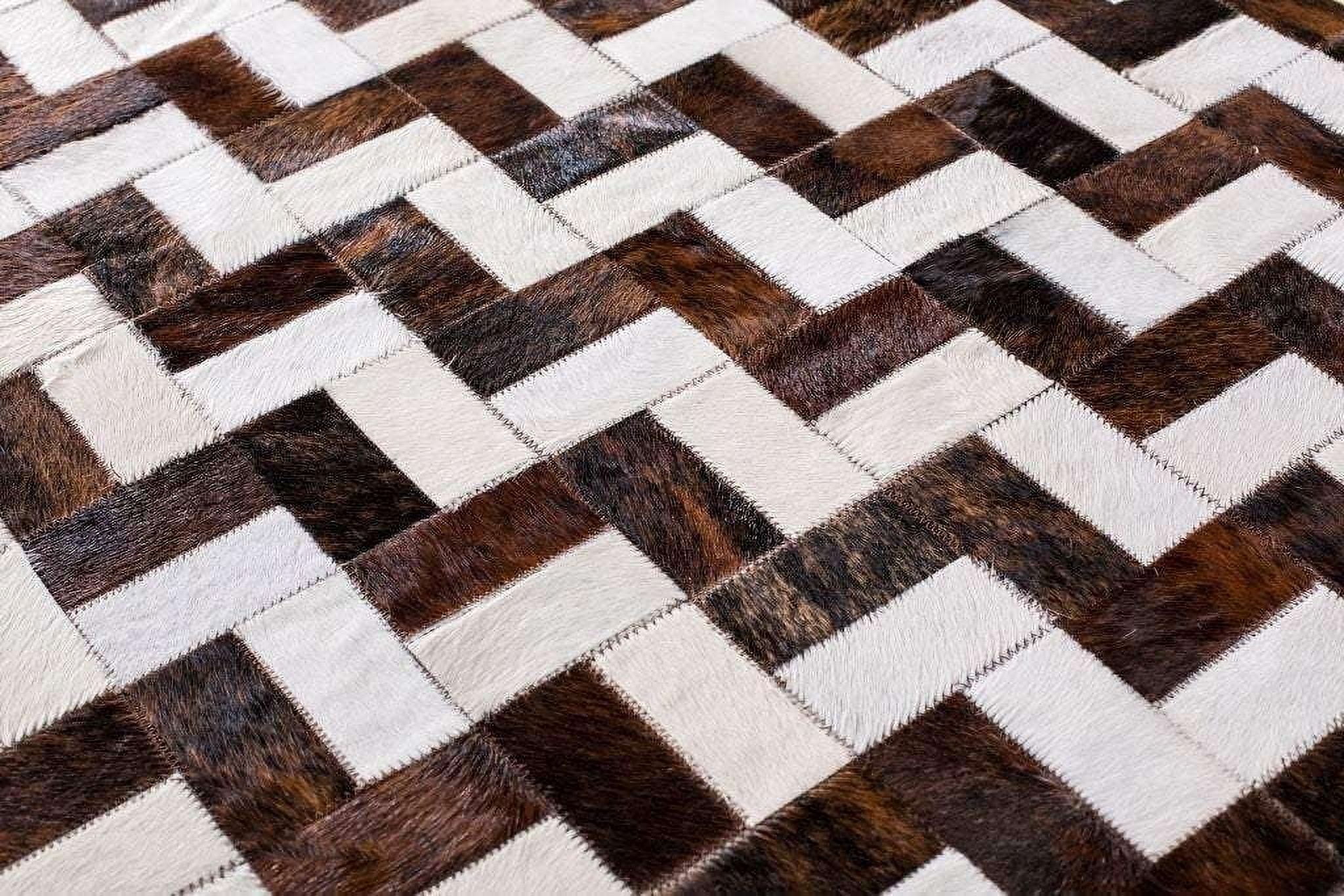 Eclatique Rug Hairon Cow Hide Chevron Leather Area Rug | Faux Carpet ...
