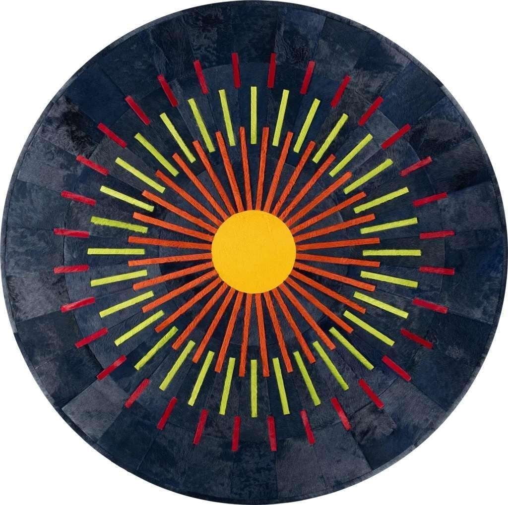 Eclatique Rug Modern Rug Radial Geometry Blue Wool Hide Rugs, 10 x 10 ...