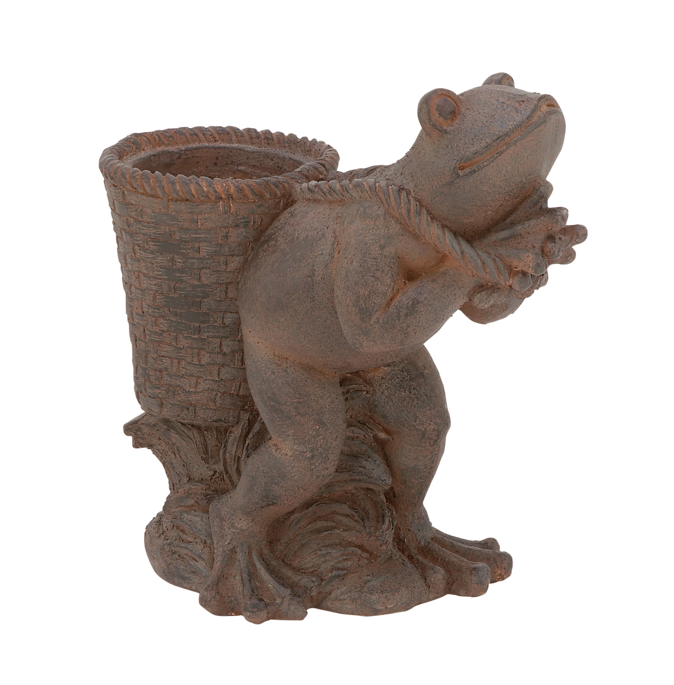 Eclectic 16 inch brown polystone standing frog planter, Brown - Walmart.com