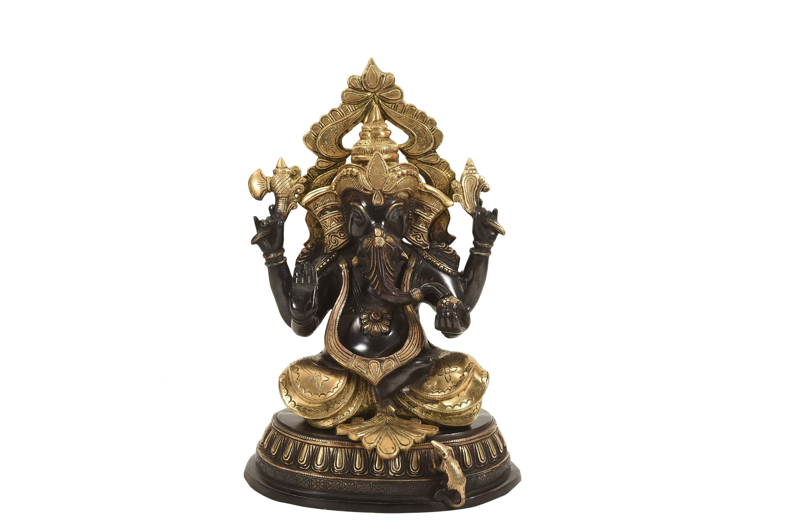 Eclectic 18" Tall Ganesha Brass Sculpture | Handmade Unique Ganapati ...