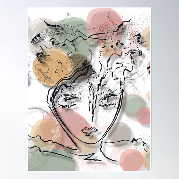 Eclectic Abstract Energizing Whimsical Face Doodle Art Poster Wall Art ...