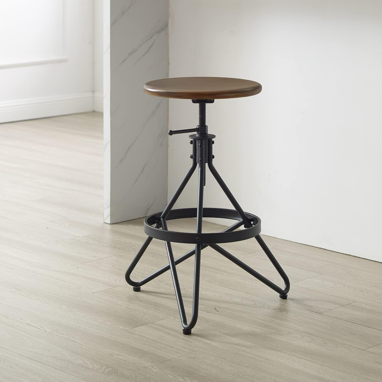 Eclectic Exclusivity Adjustable Height Swivel Stool, Brown/Matte Black ...