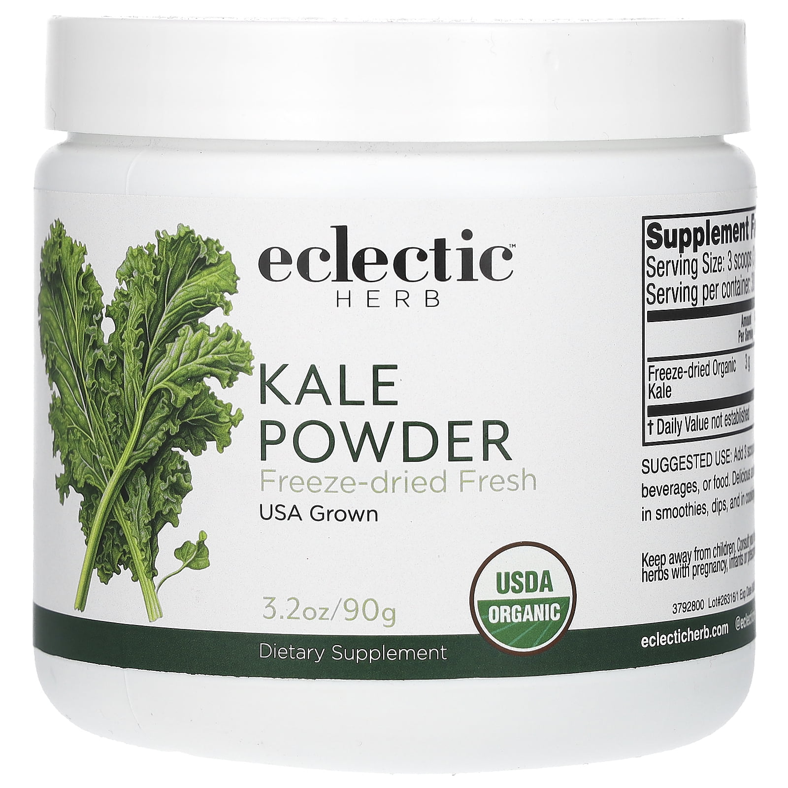 Eclectic Institute - Kale Powder Raw Fresh Freeze-Dried - 90 Grams ...