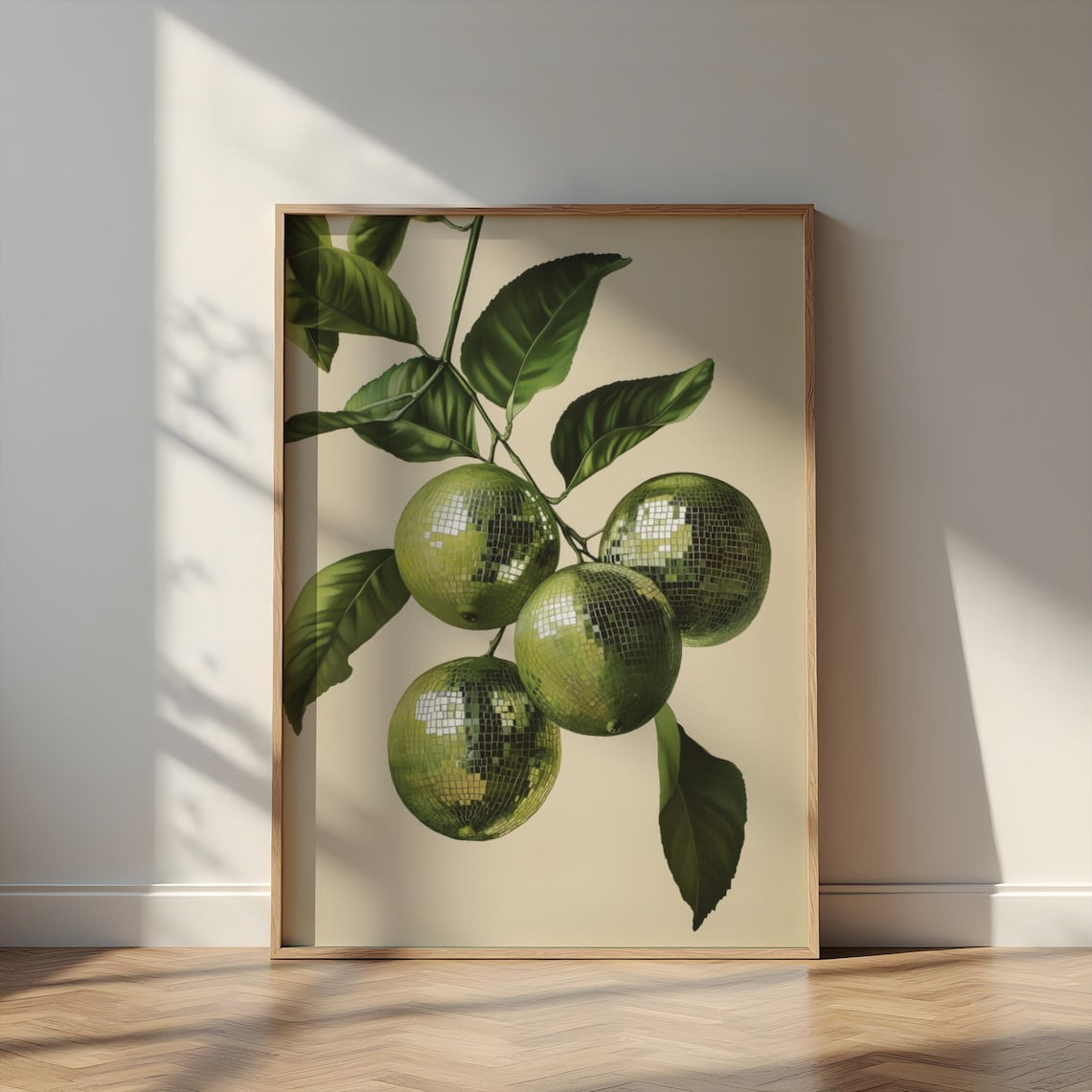 Eclectic Lime Wall Art - Refreshing Fruit Print, Mirror Ball Wall Art ...