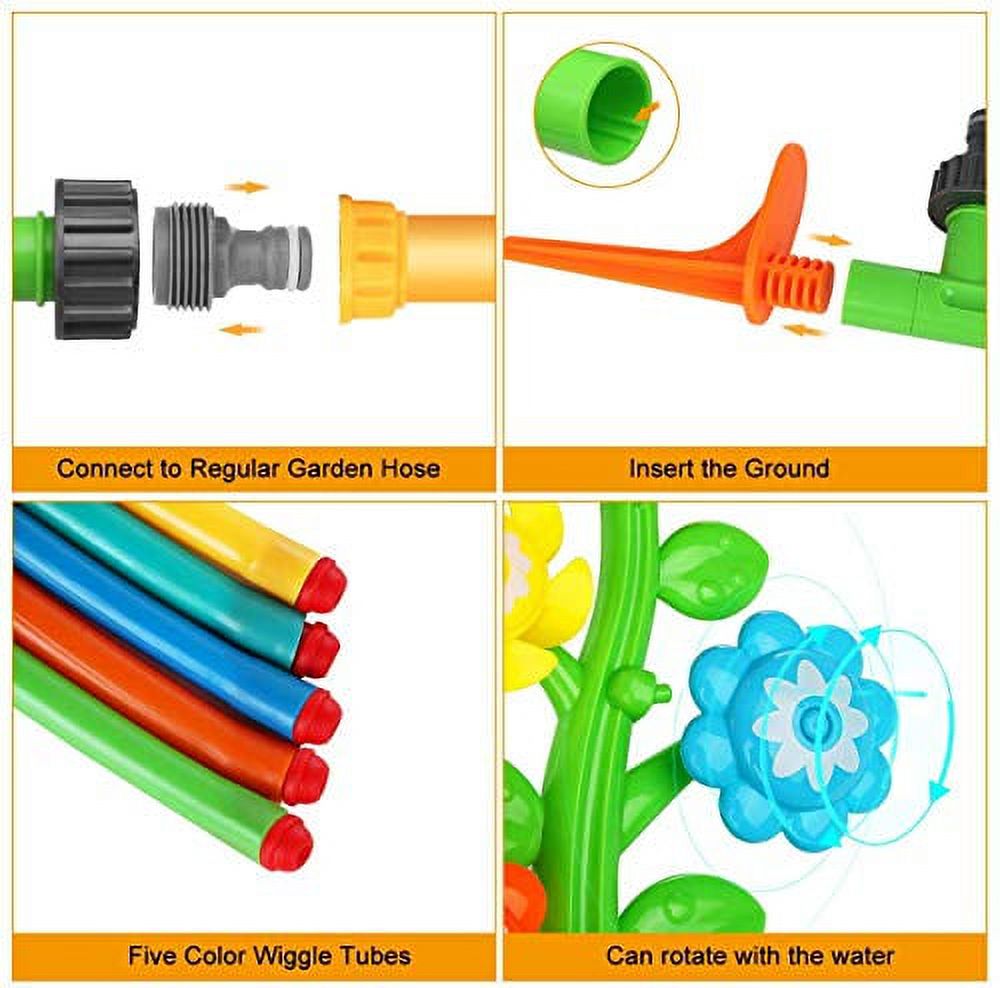 Ecledo Water Sprinkler Fun Summer Lawn Splash Flower Spray Toy for Kids ...