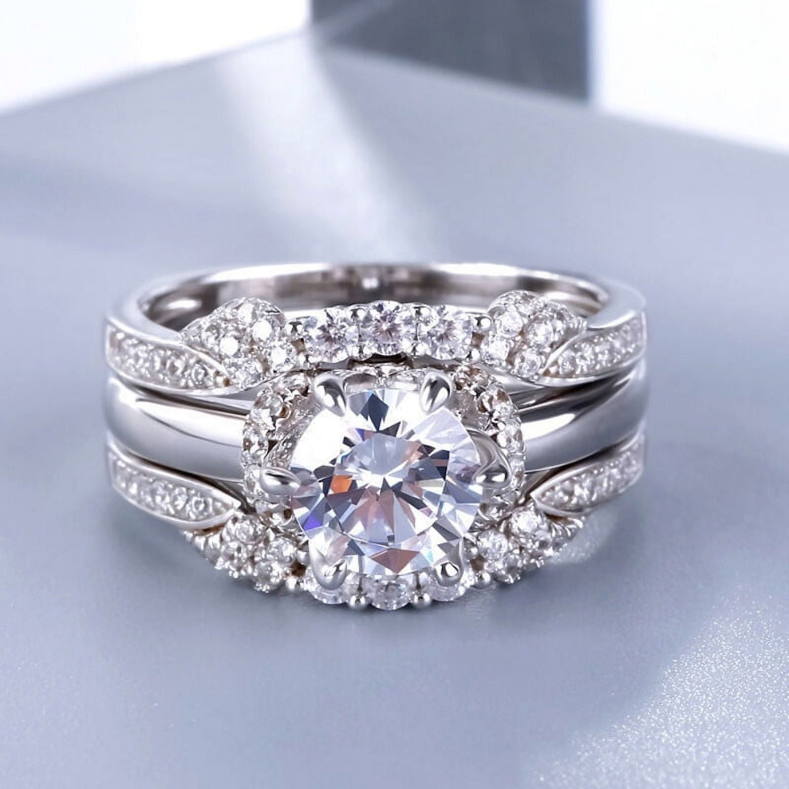 Eclet Jewels 1.9 Ct Round Cut White Moissanite Ring - 14K White Gold ...