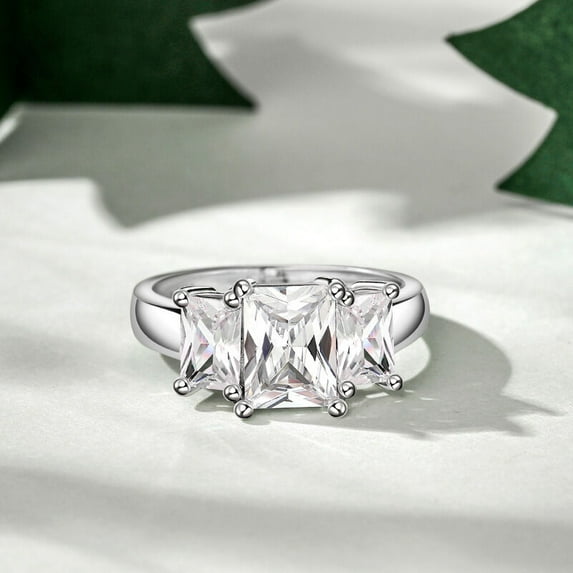 Eclet Jewels 14K White Gold Over Birthday Ring - 1.78 Ct Asscher Cut ...