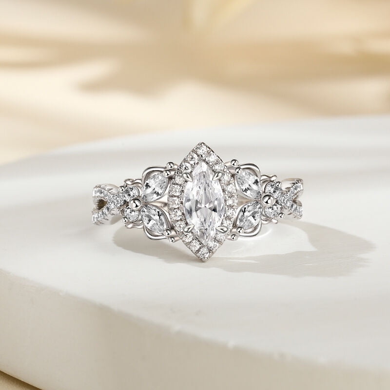 Eclet Jewels 14K White Gold Over Engagement Rings - 2 Ct Marquise Cut ...