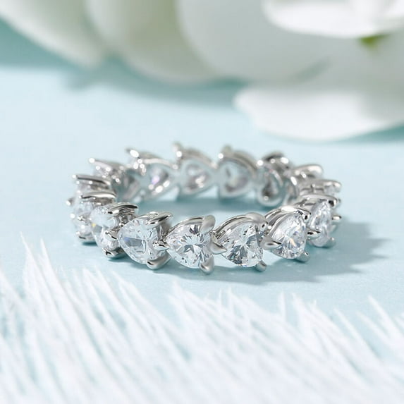 Eclet Jewels 14K White Gold Over Wedding Anniversary Ring - Heart Cut ...