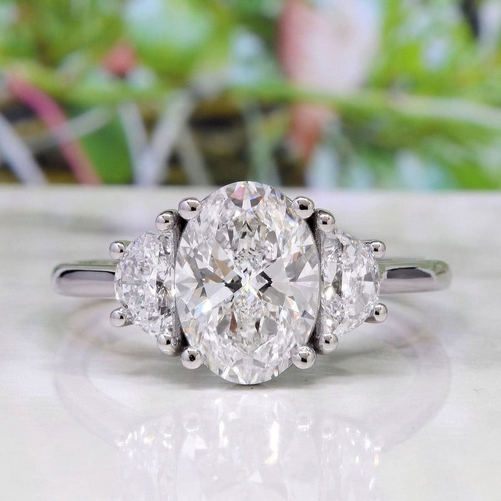 Eclet Jewels 14K White Gold Plated Diamond Ring - Oval Cut Excellent 2 ...