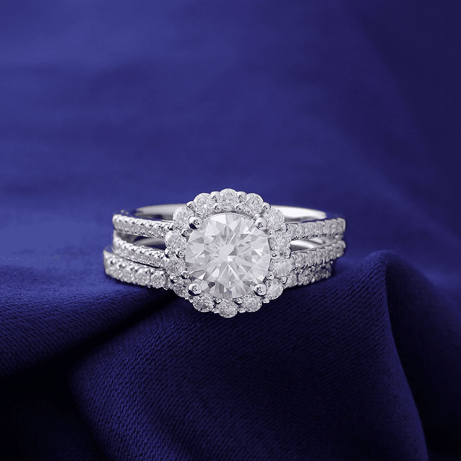 Eclet Jewels 14K White Gold Plated Ring - 1.8 Ct Round Cut Diamond Ring ...