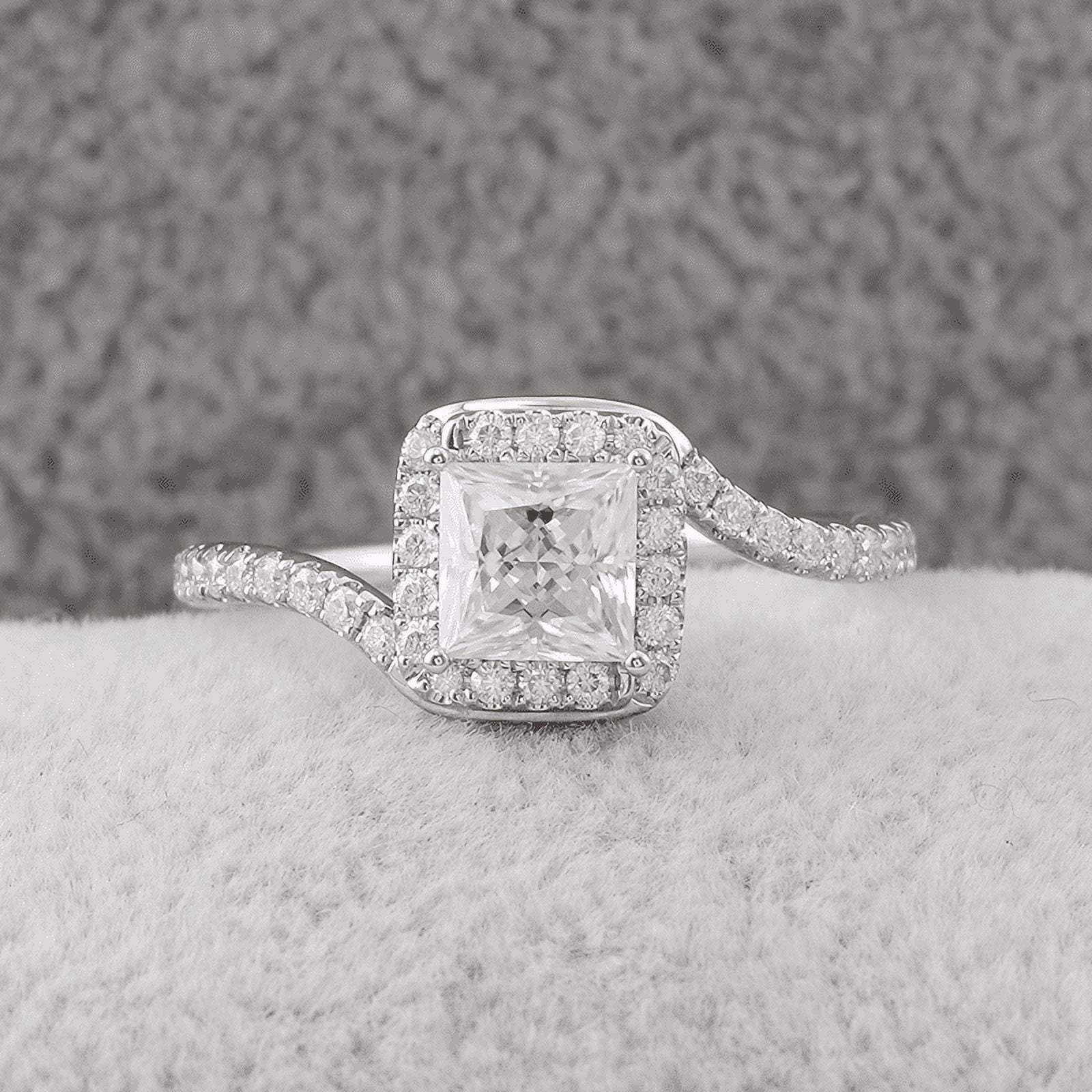 Eclet Jewels 14K White Gold Plated Ring - 1.9 Ct VVS1/D Princess Cut ...