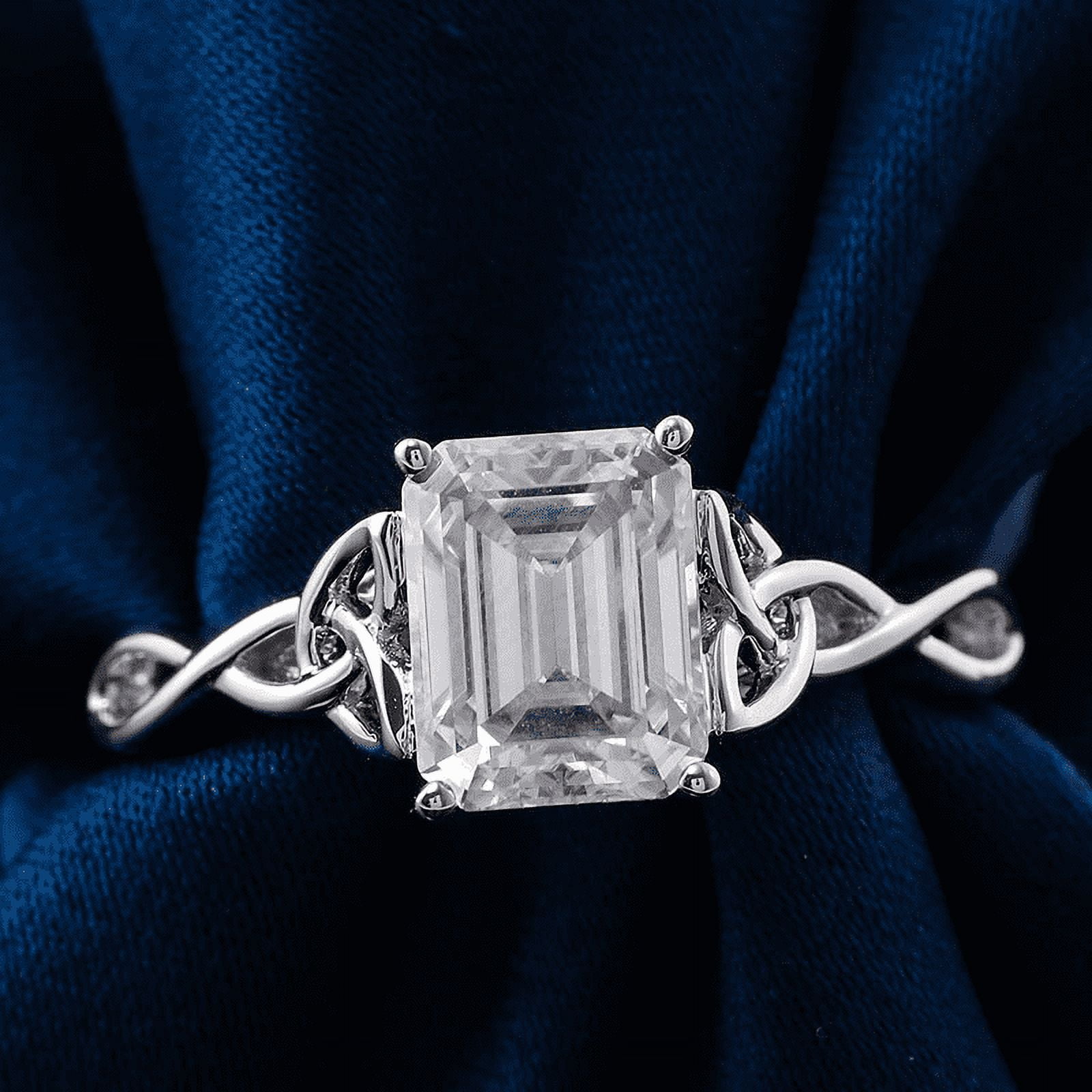 Eclet Jewels 2 Ct Emerald Cut Diamond Rings - 14K White Gold Plated ...