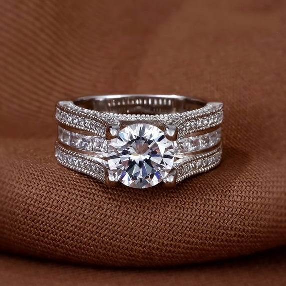 Eclet Jewels Wedding Silver Ring for Women's - 1.4 Ct Round Brilliant ...