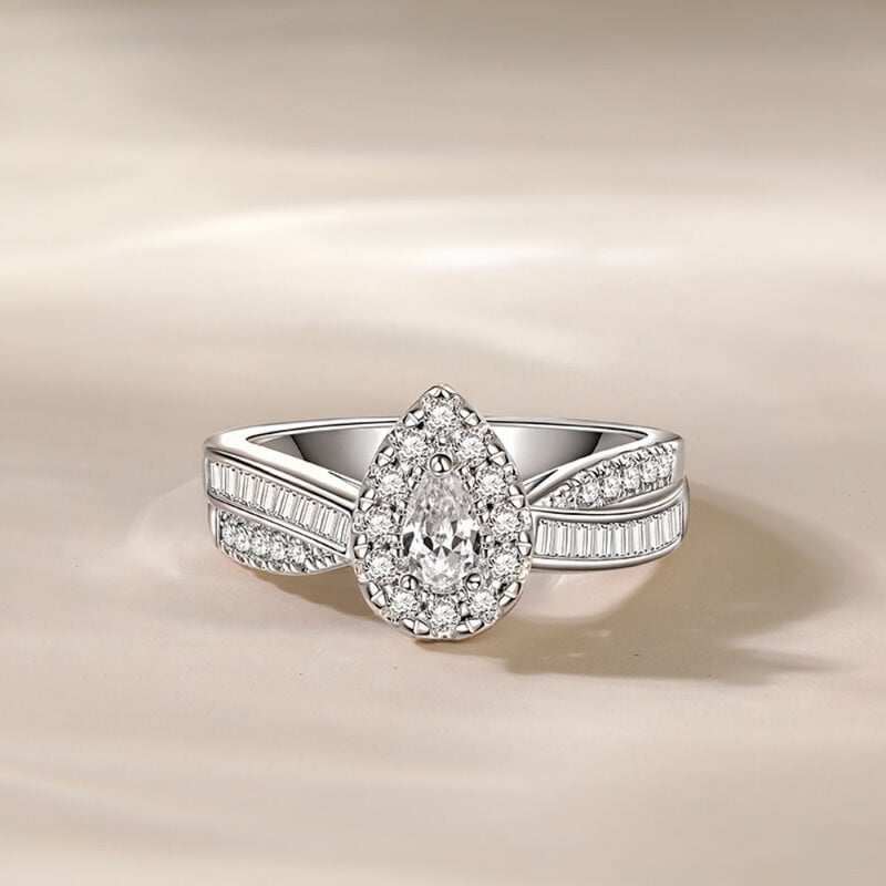 Eclet Jewels White Gold Over 14k Silver Diamond Rings - Pear Cut 1.5 Ct ...