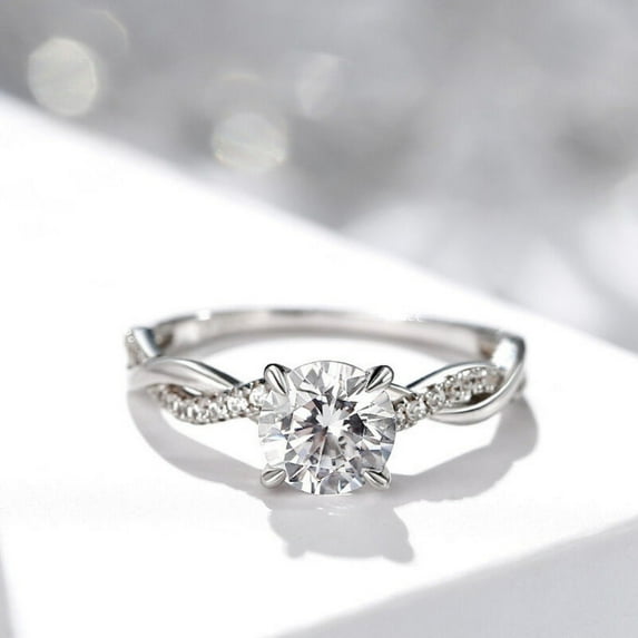 Eclet Jewes 1.9 Ct Round Cut Diamond Ring for Her - 14K White Gold Over ...