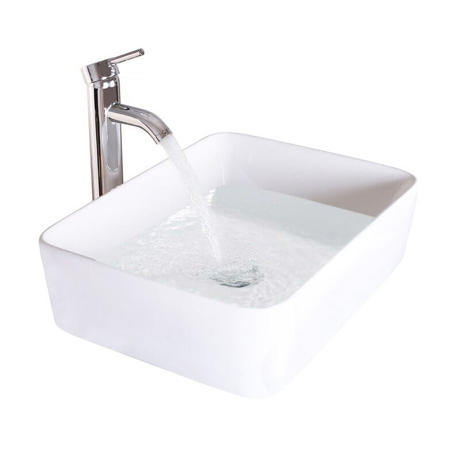 Eclife 16.5" White Ceramic Vessel Bathroom Sink Combo with Faucet 1.5 GPM and Pop up Drain ...