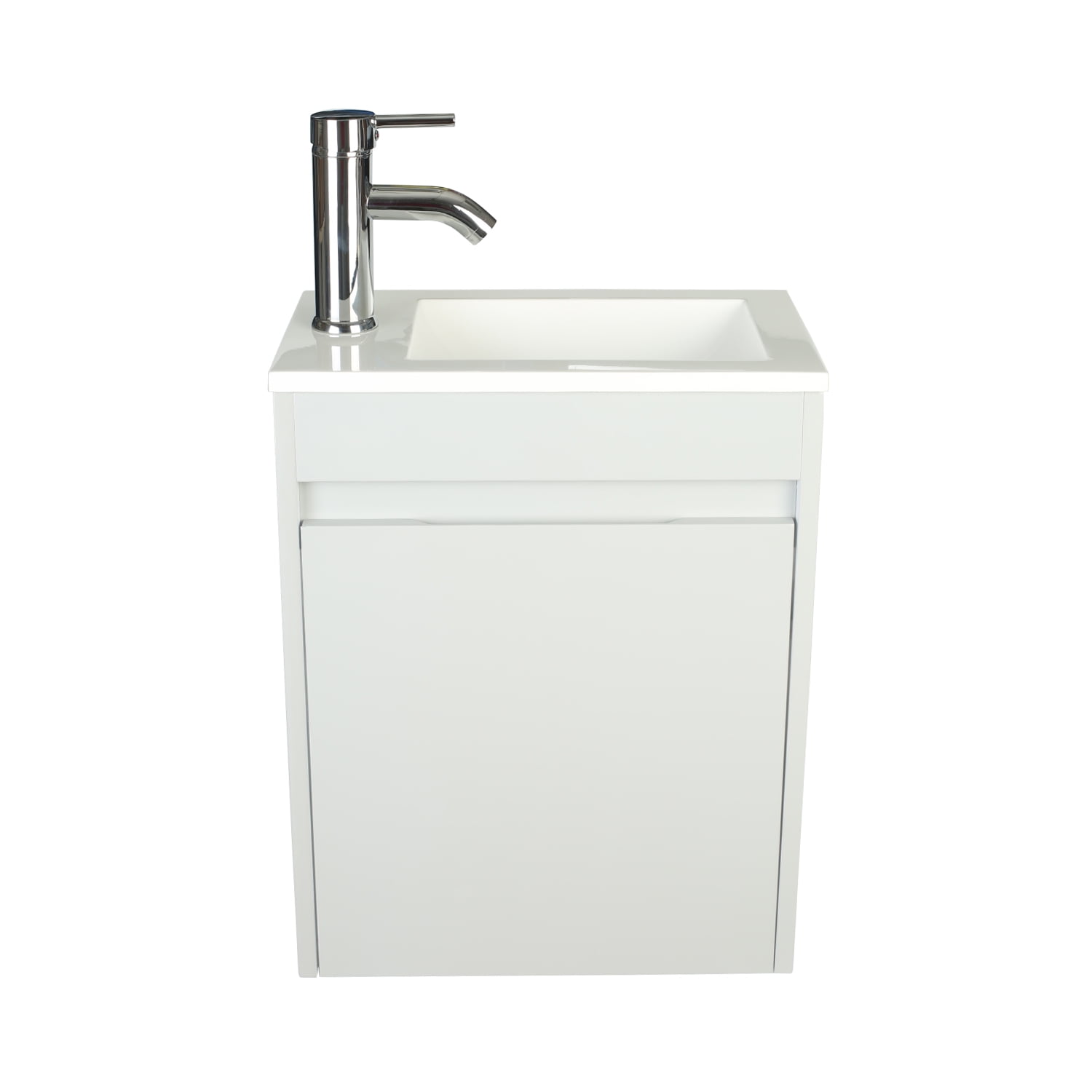 Eclife 16" Wall-Mounted Floating Bathroom Vanity Set with Ceramic Sink ...